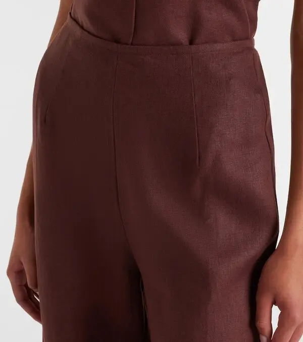 Faithfull The Brand Syna Linen Wide-leg Trousers - Brown