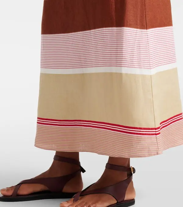 Faithfull The Brand Martina Striped Linen Maxi Skirt - Multicoloured