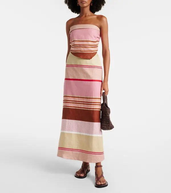 Faithfull The Brand Martina Striped Linen Maxi Skirt - Multicoloured