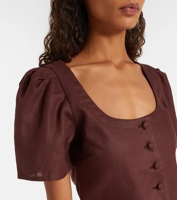 Faithfull The Brand Emma Linen Top - Brown