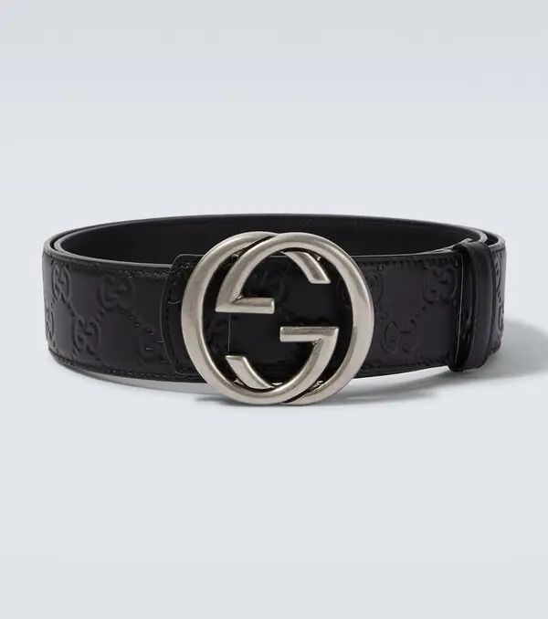 Gucci Interlocking G Reversible Leather Belt - Black