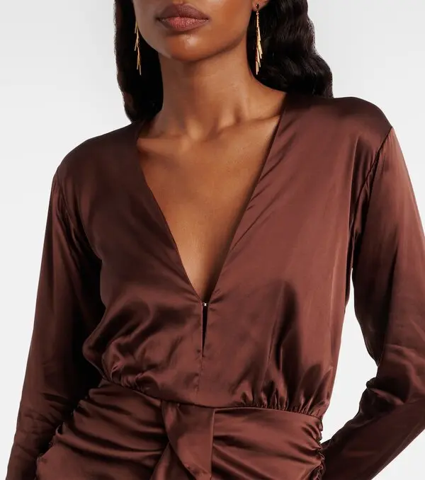 Poupette St Barth Ruffled Satin Minidress