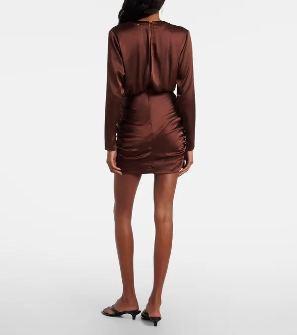 Poupette St Barth Ruffled Satin Minidress