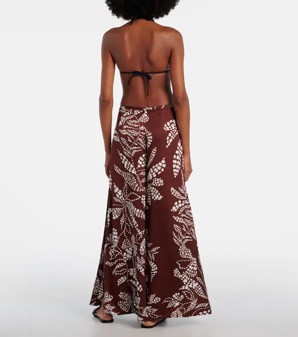 Poupette St Barth Clea Printed Wide-leg Pants - Brown