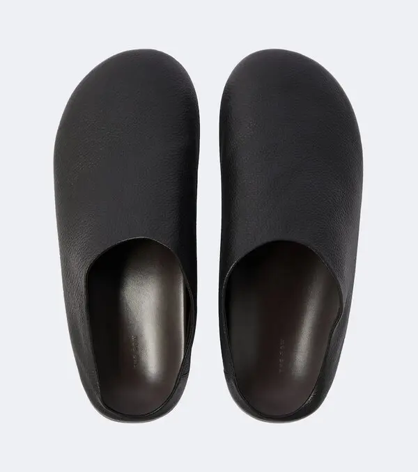 THE ROW Hudson Leather Mules - Black