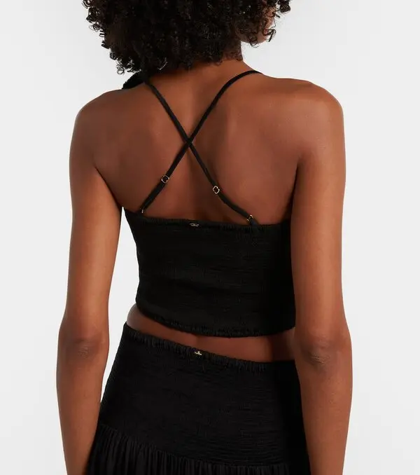 Poupette St Barth Floral Appliqué Crop Top