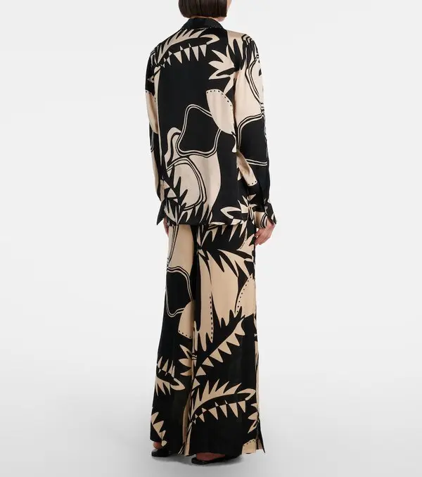 Poupette St Barth Oasis Printed Wide-leg Trousers - Black