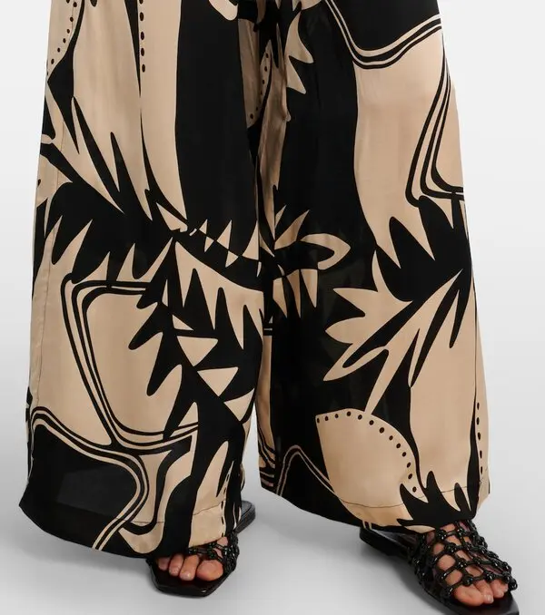 Poupette St Barth Oasis Printed Wide-leg Trousers - Black