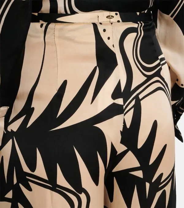 Poupette St Barth Oasis Printed Wide-leg Trousers - Black
