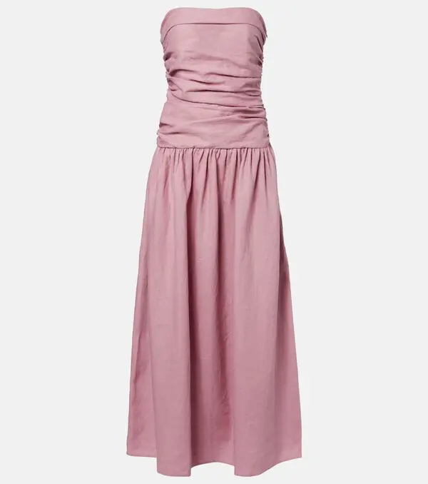 Faithfull The Brand Sacha Strapless Linen Maxi Dress - Pink