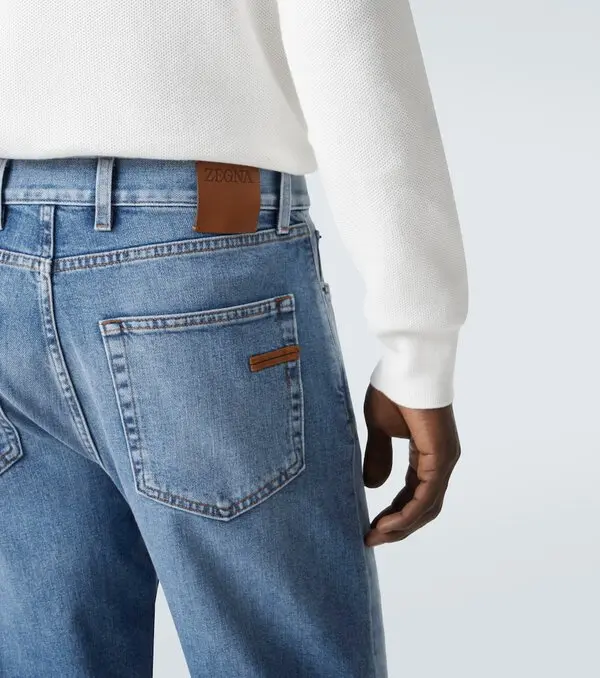 Zegna High-rise Straight Leg Jeans - Blue