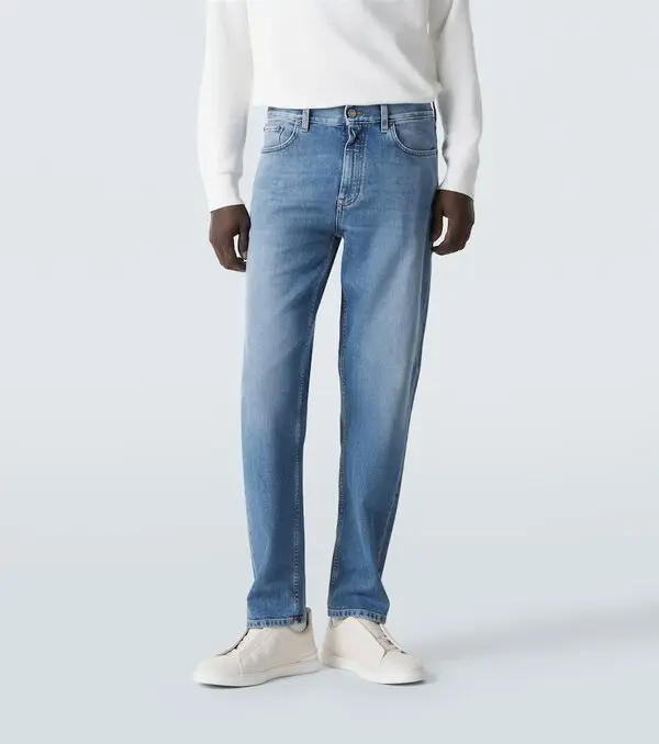 Zegna High-rise Straight Leg Jeans - Blue