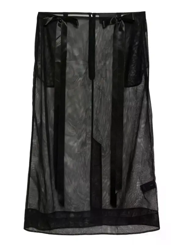 Simone Rocha Ribbon Embellished Mesh Skirt - Black