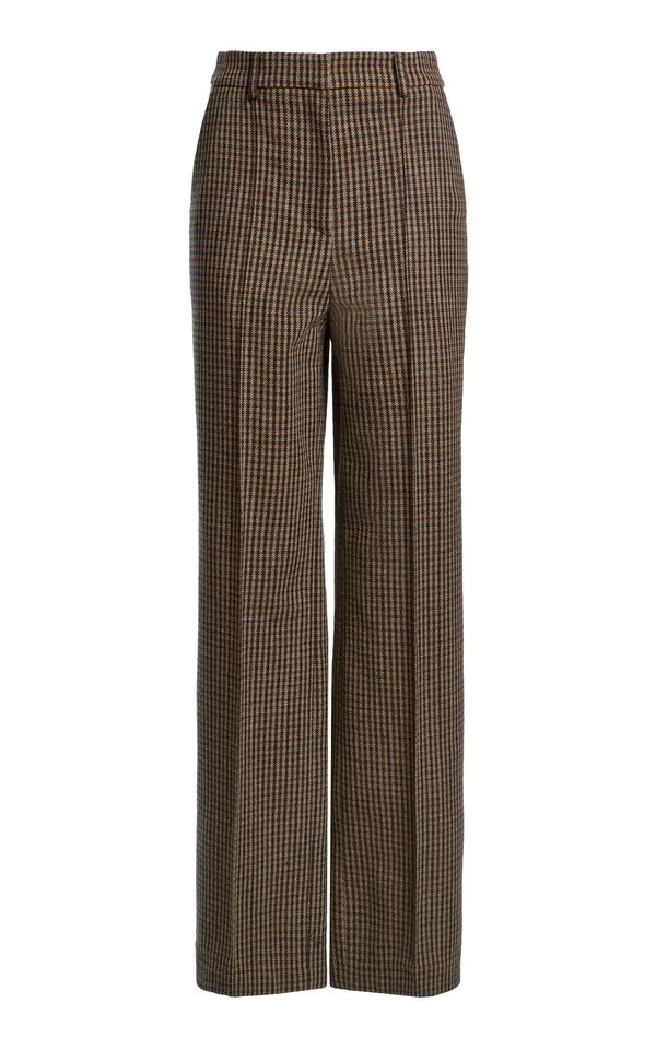 Françoise Julia Wool Trousers Checked Wide Leg - Plaid