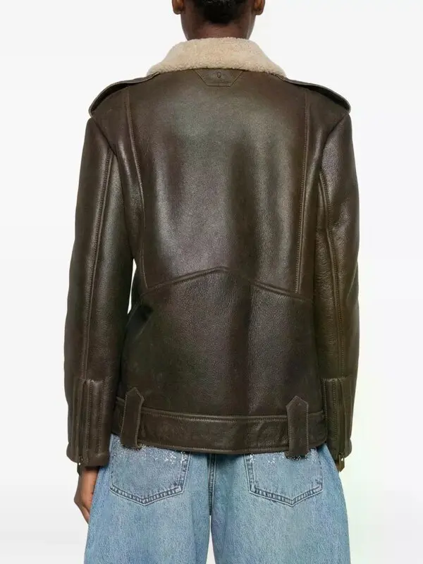 SALVATORE SANTORO Leather Zip-up Jacket With Shearling Collar