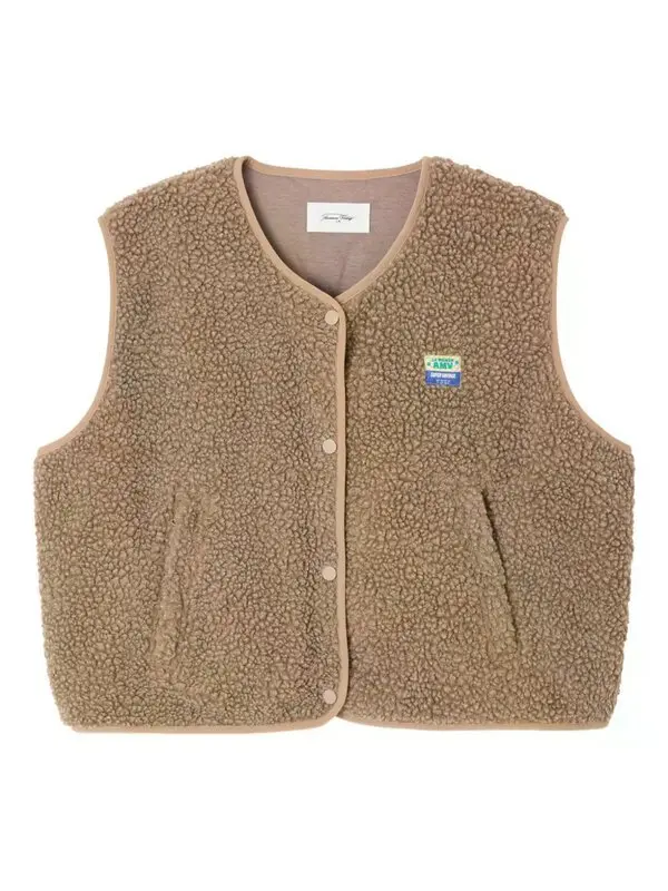 American Vintage Hoktown Shearling Zip Gilet - Brown