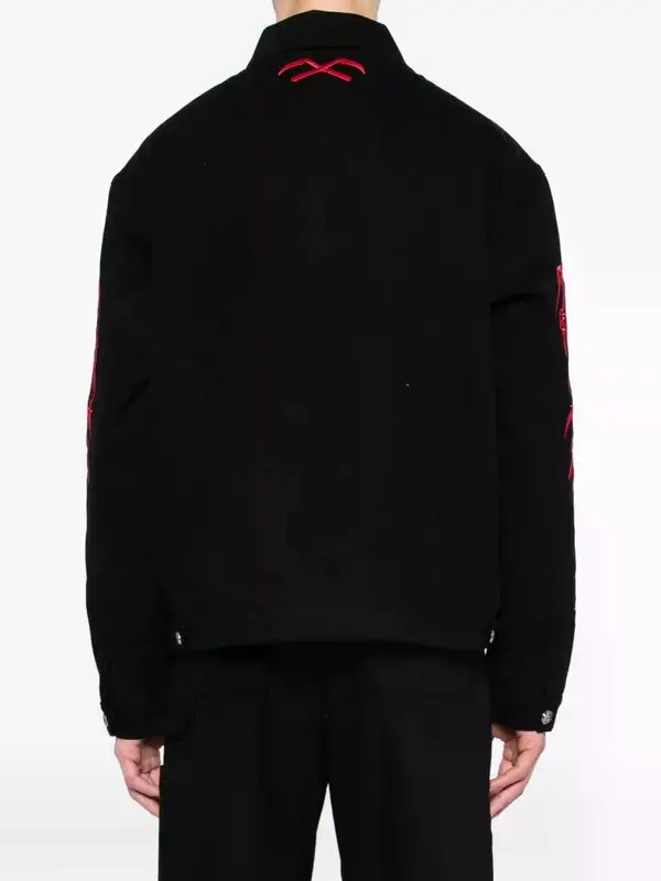 WARREN LOTAS Graphic Embroidered Zip-up Jacket - Black