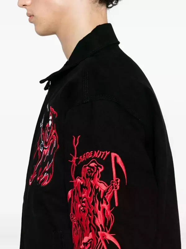 WARREN LOTAS Graphic Embroidered Zip-up Jacket - Black