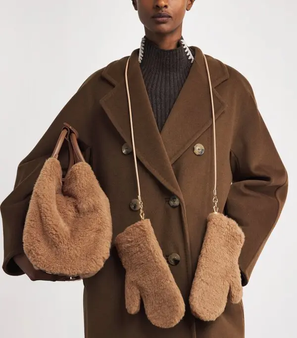 Max Mara Camel Silk Blend Mittens