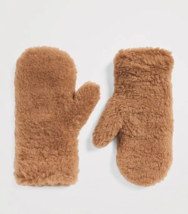 Max Mara Camel Silk Blend Mittens