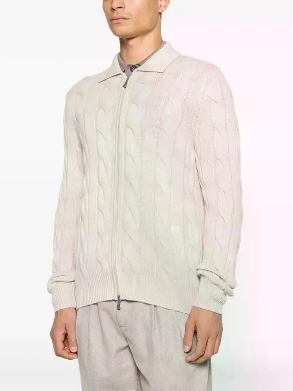 GRAN SASSO Cable Knit Zip Cardigan