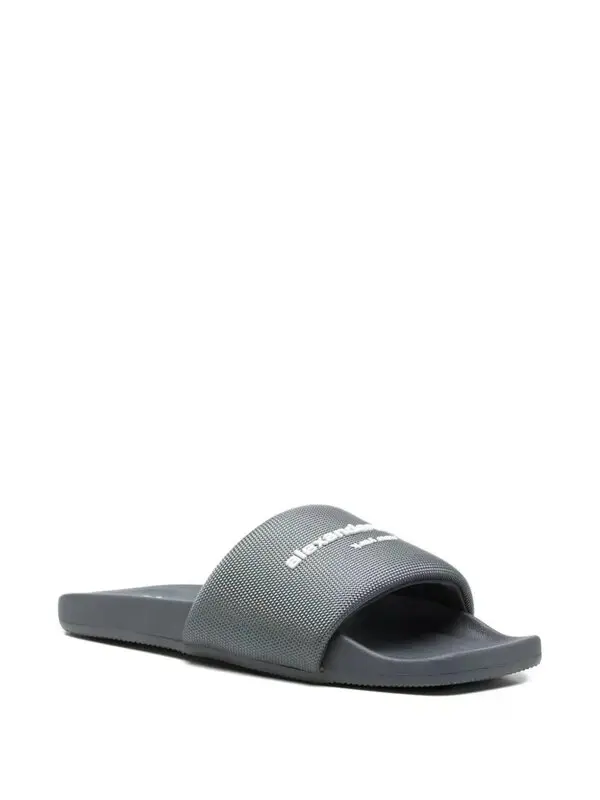 Alexander Wang Logo Strap Slides - Grey