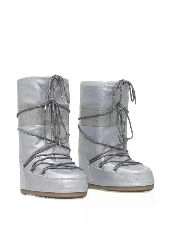 Moon Boot Icon Glitter Lace-up Boots - Silver