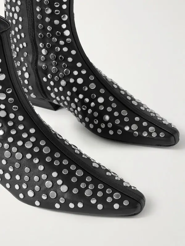Staud Wally Studded Leather Ankle Boots - Black