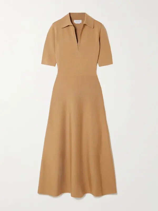 Gabriela Hearst Bradley Wool, Silk And Cashmere-blend Midi Dress - Brown