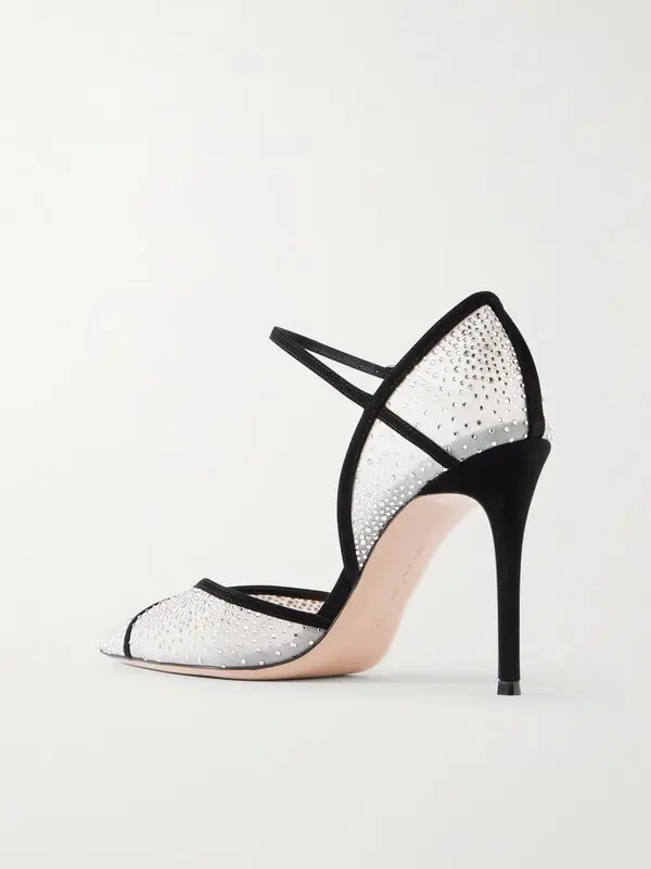 GIANVITO ROSSI Crystal-embellished Mesh Pumps - Silver