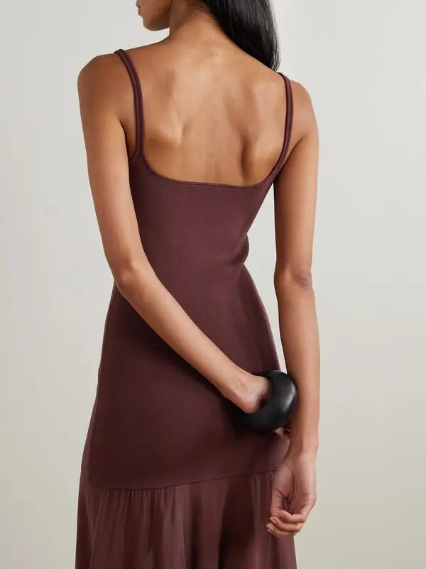 ST. AGNI Recycled Stretch-knit And Silk-blend Maxi Dress