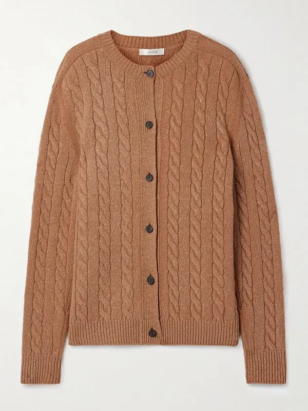 THE ROW Loneke Cable-knit Wool Cardigan - Neutrals