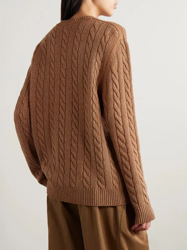 THE ROW Loneke Cable-knit Wool Cardigan