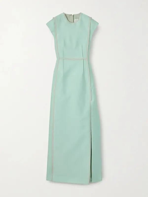 JIL SANDER Sleeveless Frayed Satin Maxi Dress