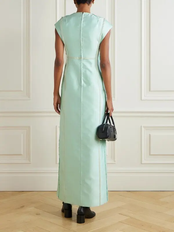 JIL SANDER Sleeveless Frayed Satin Maxi Dress