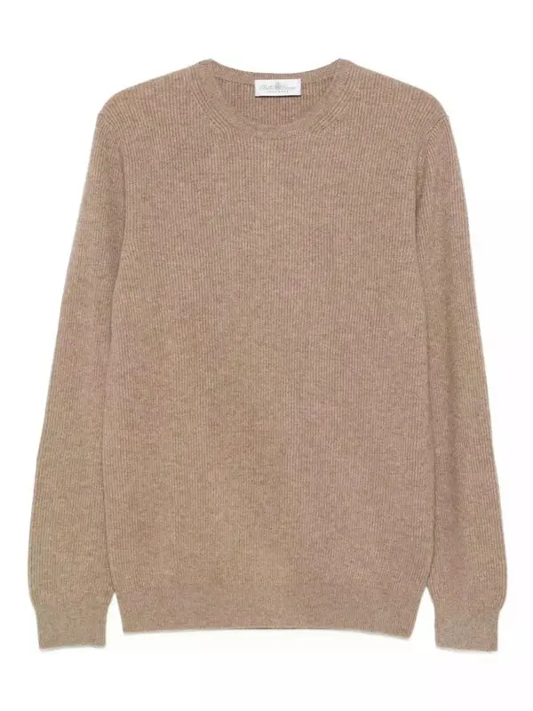 DELLA CIANA Ribbed Knit Round Neck Sweater