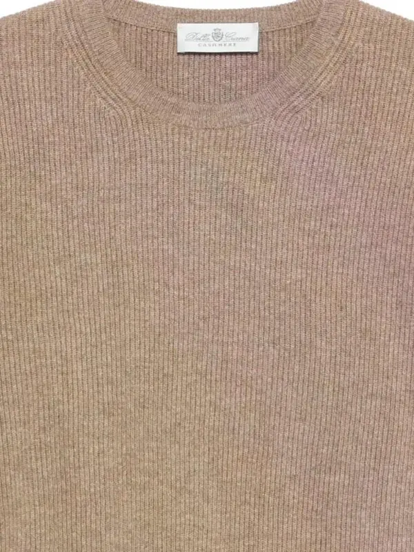 DELLA CIANA Ribbed Knit Round Neck Sweater