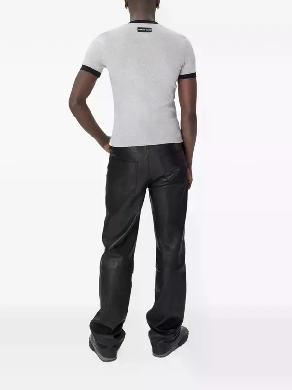 MARINE SERRE Monogram-embossed Leather Trousers