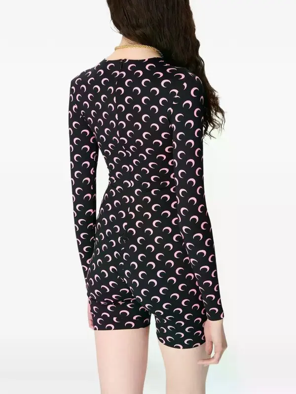 MARINE SERRE Moon Print Jersey Playsuit - Black