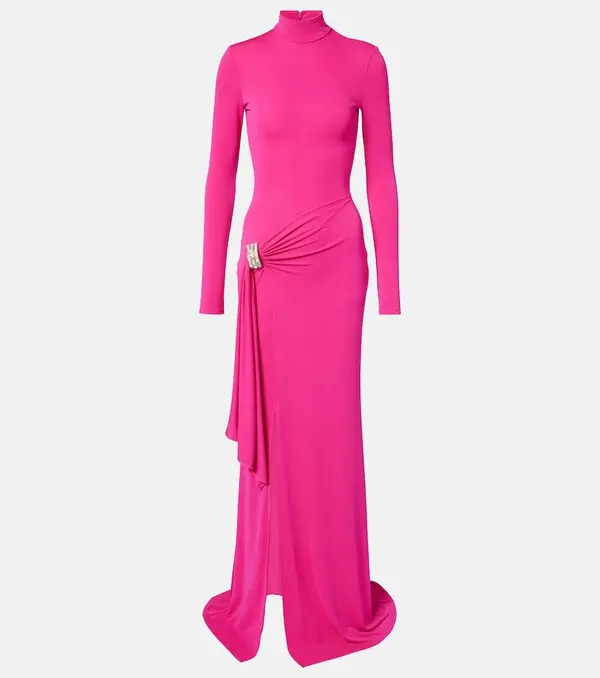 David Koma Embellished Draped Gown