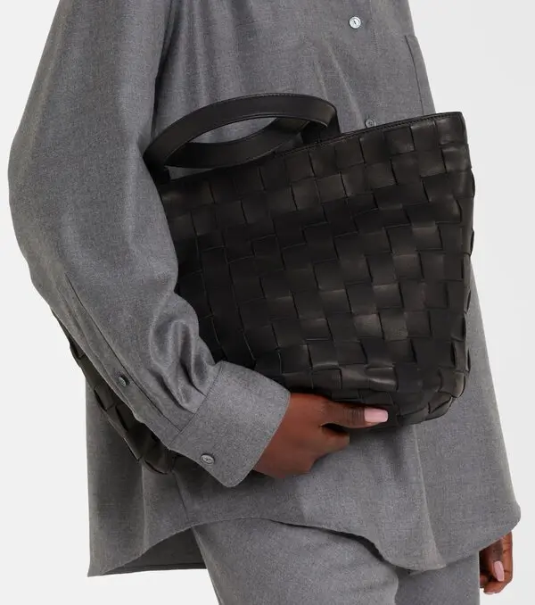 THE ROW Sisal Woven Leather Tote Bag