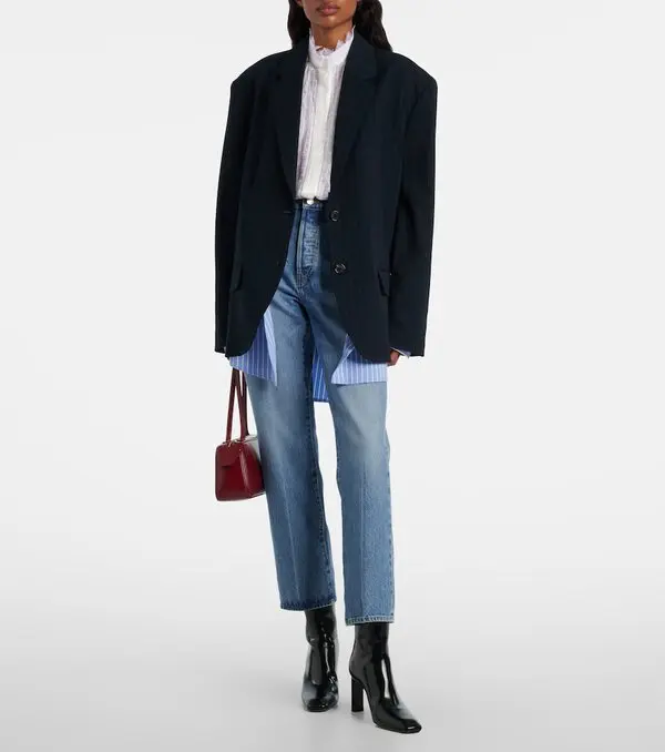 FRAME Vertical Crop Straight Jeans