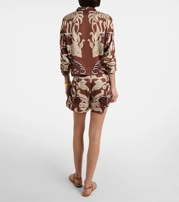 Poupette St Barth Isabelle High-rise Printed Shorts - Brown