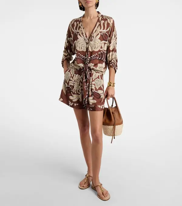 Poupette St Barth Isabelle High-rise Printed Shorts - Brown