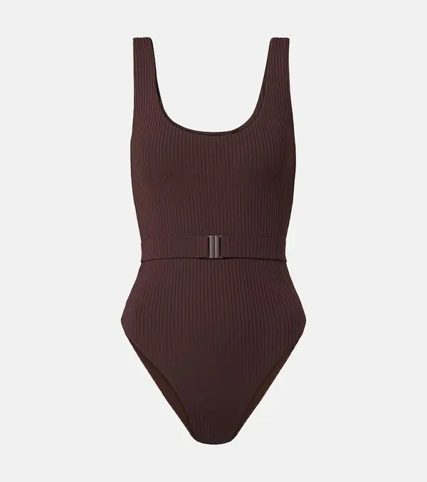 Melissa Odabash Ribbed Belted Swimsuit - Brown