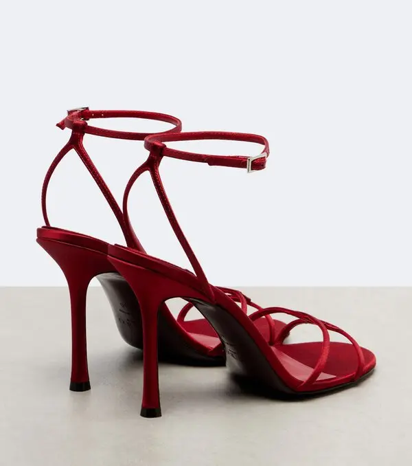 JIMMY CHOO Leo 100 Satin Sandals - Red