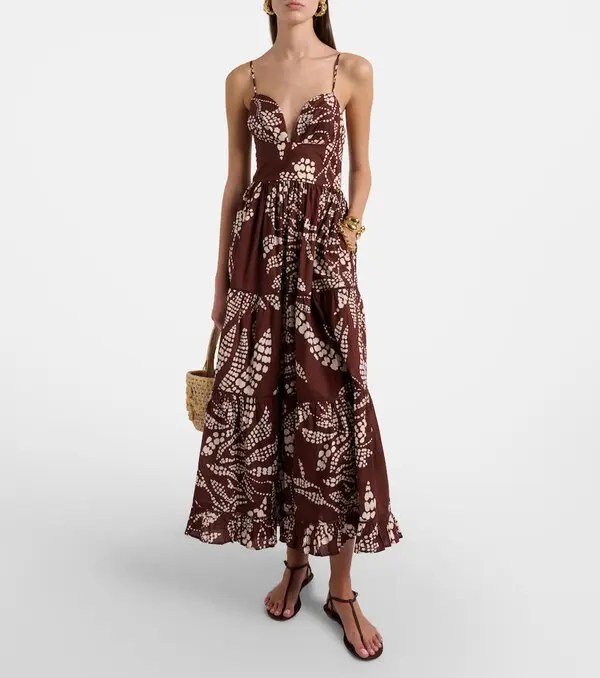 Poupette St Barth Milena Printed Tiered Maxi Dress
