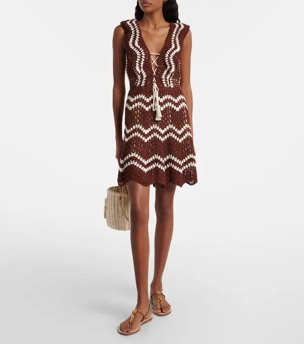 Anna Kosturova Melissa Crochet Cotton Minidress - Multicoloured