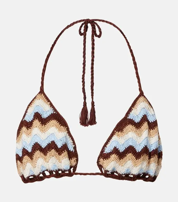 Anna Kosturova Summer Chevron Crochet Bikini Top - Multicoloured
