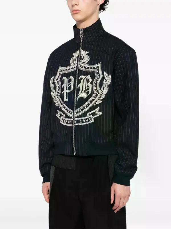 Balmain Embellished Crest Zip Jacket
